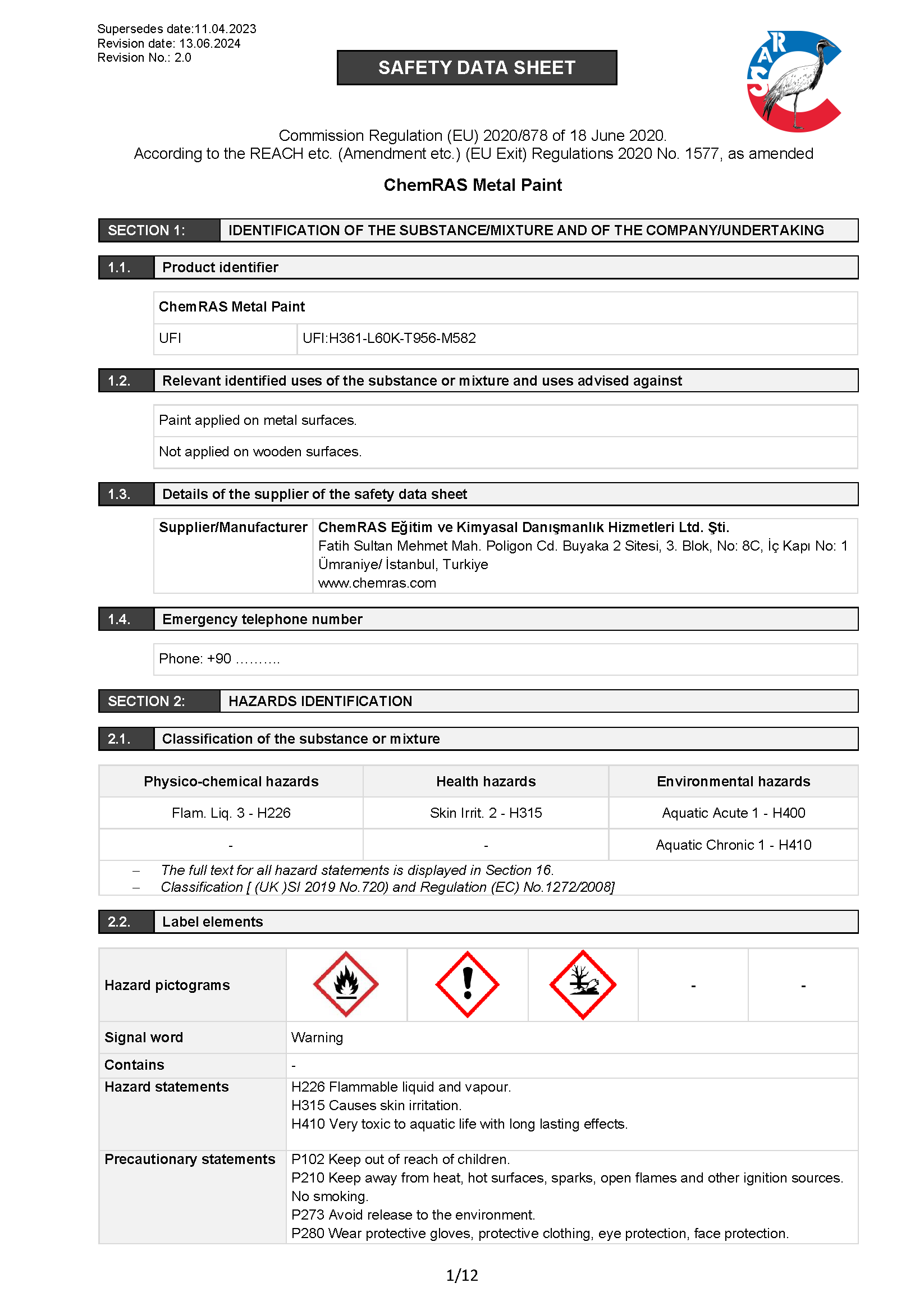 Safety Data Sheet (SDS/MSDS) Authoring & Translation | ChemRAS